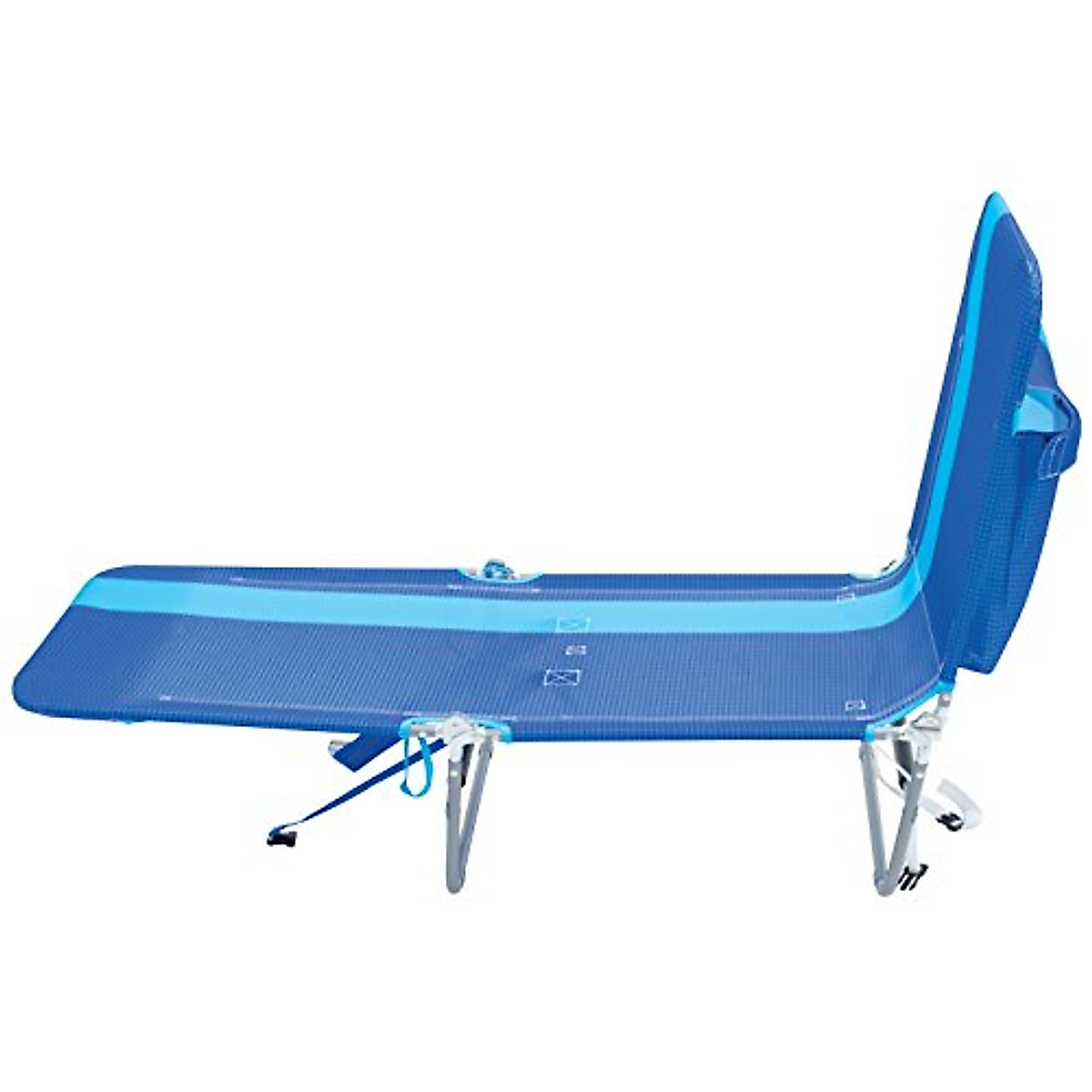 RIO beach Portable Folding Backpack Beach Lounge Chair with Backpack Straps and Storage Pouch, Blue Stripe, ·72“ x 22“ x 10"