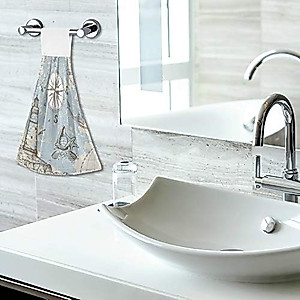 World Map Anchor Hand Towel Hanging Kitchen Towels Lighthouse 2PCS Dish Cloth Tie Towel Absorbent Oven Stove Washcloth with Loop for Bathroom Home Decorative