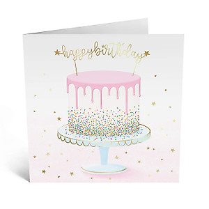 CENTRAL 23 — Cute Birthday Card for Her - Sparkle Cake - General Birthday Card for Women - Comes With Fun Stickers