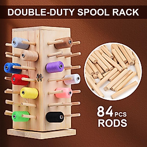 WUTAOBON Thread Holder,360° Full Rotating Wooden Embroidery Thread Organizer,84 Spools Holder,Thread Rack for Sewing,Embroidery Quilting, Hair Braiding and Jewelry