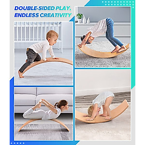 Wobble Balance Board, 37" Wooden Balance Board for Kids Toddlers & Adults - Quiet Felt & Non-Slip/ 13 Layers Thicker, Yoga Board for Classroom & Office Adult, Wooden Toys for Boys Girls Birthday Gifts