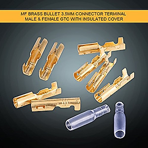 VGEBY 40Pcs 3.5mm Brass Male Female Bullet Terminals Wire Connector with Insulation Covers for Car Truck Motorcycle Bullet Connectors 3.5 Mm