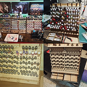 Craft Paint Storage-Modular Paint Organizer - Holds 105 Bottles of Vallejo Paints, 14 Brushes, 2 Cabinets, and Miniature Stands - Art Tool Storage Rack for Miniature Paint Set