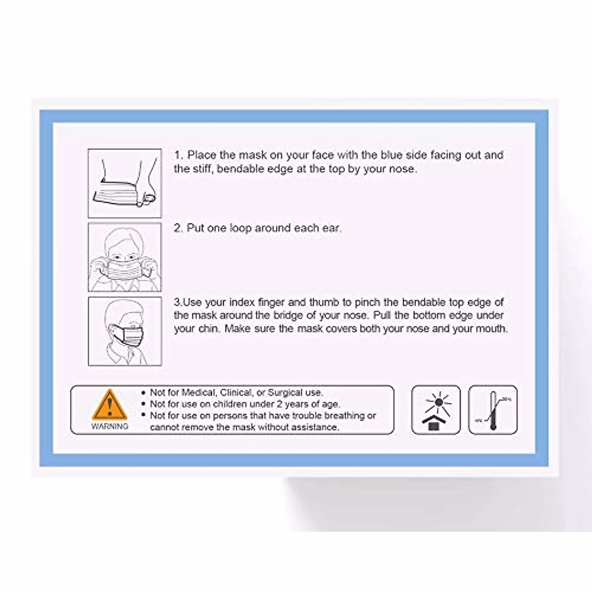 Intco Medical Procedure Face Mask with Earloops, Blue, Box of 50