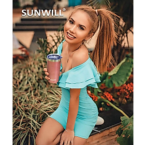 SUNWILL 20oz Tumbler with Lid, Stainless Steel Vacuum Insulated Double Wall Travel Tumbler, Durable Insulated Coffee Mug, Rose Gold, Thermal Cup with Splash Proof Sliding Lid
