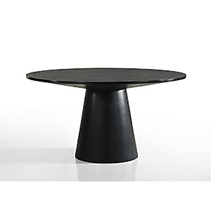 Lilola Home Jasper Ebony Black 59" Wide Contemporary Round Dining Table