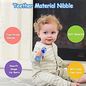 YAPROM 2Pcs Silicone Teething Toys, TV Remote Teether Toys for Baby Remote Teething Toys, Silicone Toy Remote for Infant&Toddler Boys Girls BPA Free/Refrigerator Safe