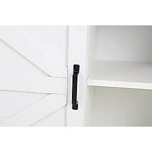 MAISON ARTS Farmhouse Coffee Bar Cabinet Buffet & Sideboard Kitchen Storage Cabinet Cupboard with Sliding Door for Kitchen Dining Living Room, Oak + Ivory