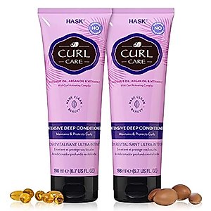 HASK CURL CARE Intensive Deep Conditioner Treatments for curly hair- vegan formula, cruelty free, color safe, gluten-free, sulfate-free, paraben-free - Pack of 2