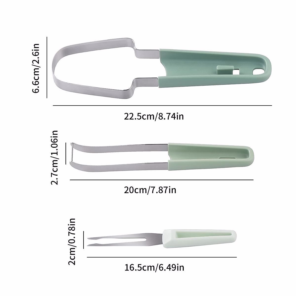 Choxila 3-in-1 Watermelon Fork Slicer Cutter, Stainless Steel Watermelon Popsicle Cutter, Watermelon Cutter Slicer Tool, Fruit Cutter for Home, Picnic, and Camping