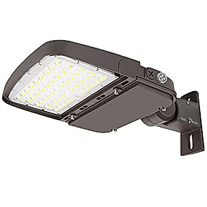 Xbuyee 150W LED Parking Lot Light with Dusk to Dawn Photocell, Dimmable Commercial Outdoor Shoebox Lights with Arm Mount, 130LM/W 5000K 100-277V IP65, Power Selectable (75W/100W/150W) ETL
