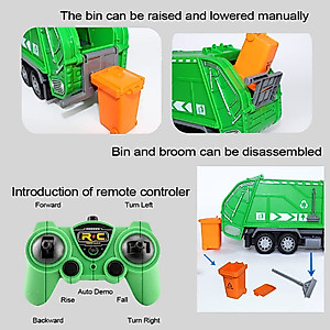 2.4G RC Garbage Truck Toy with Lights - 6 Channel Remote Control Waste Management Garbage Truck with 2 Rechargeable Batteries, Kids Recycling Trash Toys, Excellent Xmas Gifts for Boys Girls 3-8