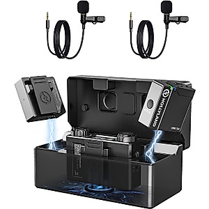 Hollyland Lark 150 Wireless Lavalier Microphone with Charging Case, Lapel Mic with 3 Audio Modes, 18H Battery, 330ft (100m) Range, 5ms Latency, Compatible with Camera, Android, PC, Black
