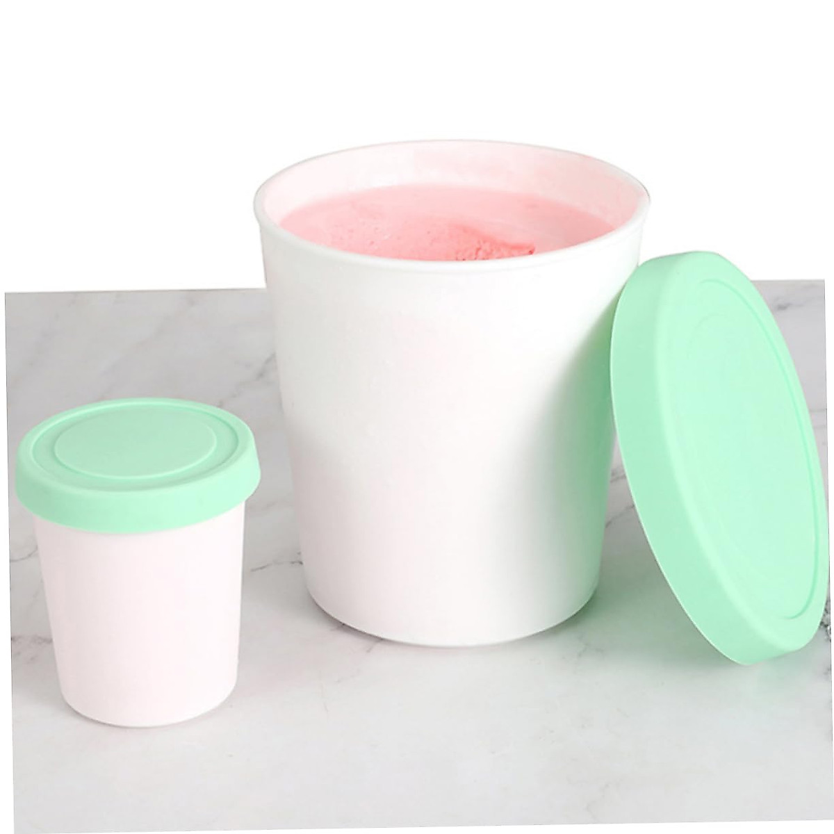 LABRIMP Multifunctional Ice Cream Buckets Reusable Yogurt Bowls Silicone Dessert Cups Storage for Kitchen