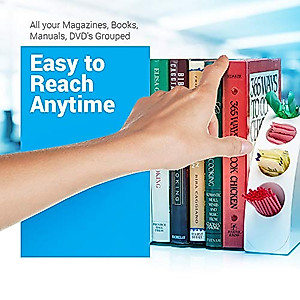 AdirOffice Smart Quarter Bookends & Office Desk Organizer - Heavy Duty Plastic w Non Skid Bottom - Includes Storage Wells to Keep Your Pens/Pencils in Place for Office/School/Library (Black and White)