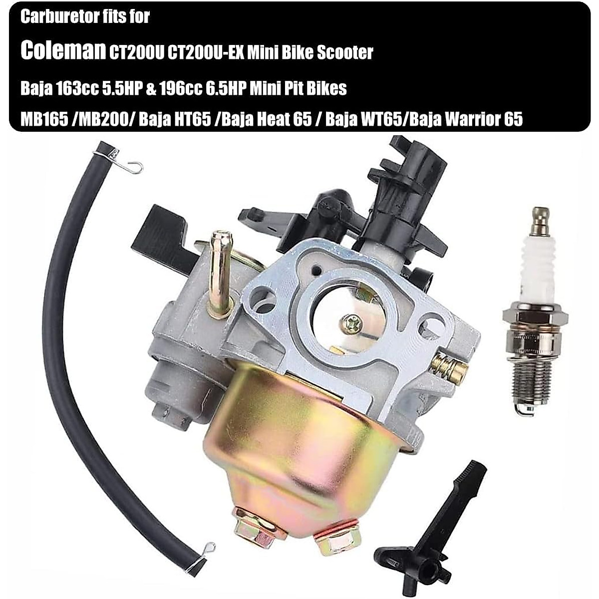 Carburetor Compatible with Coleman Powersports 196cc CT200U CT200U-EX Trail 200 Mini Bike Baja HT65 WR65 Carb with Gaskets Fuel Line Filter