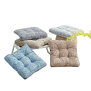 Chair Cushion with Ties for Dining Pad 2 Pack Tufted Thick Square Floor Non Slip Reversible Seat Kitchen Living Room Yoga Bedroom Office Decor (20x20 Inch, Blue)