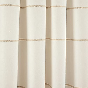 Lush Decor Farmhouse Boho Stripe Woven Tassel Yarn Dyed Cotton Window Curtain Panel Pair, 84" L x 42" W, Ivory & Wheat