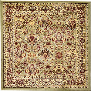Unique Loom Voyage Collection Traditional Oriental Classic Intricate Design Area Rug, 4' 1" Square, Light Green/Cream