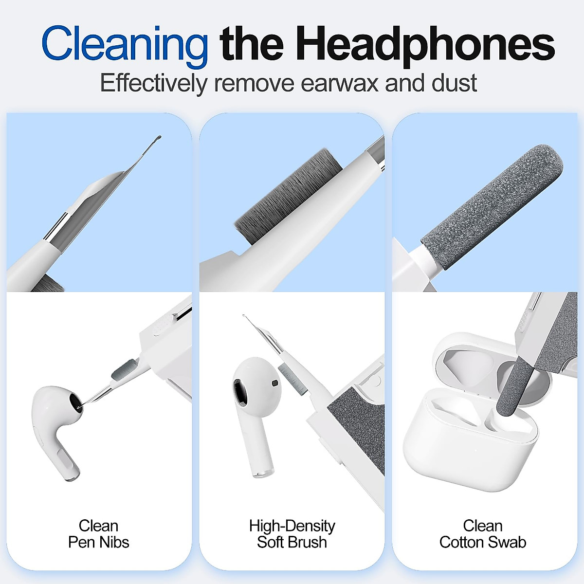 8-in-1 Airpod Cleaner Kit & 2 Extra Cleaning Cloths, Airpods Cleaning Kit, Phone Cleaning Kit, Screen Cleaner, Laptop Cleaning, Keyboard Cleaner, Device Cleaning Kit for Earbuds/MacBook/Earphone