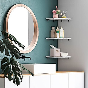 Corner Floating Shelves Set of 3, Wall Mounted Floating Corner Shelf, Rustic Wood Wall Storage Display Shelves for Living Room Bedroom Bathroom Kitchen,Corner Floating Shelves for Wall(Rustic White)