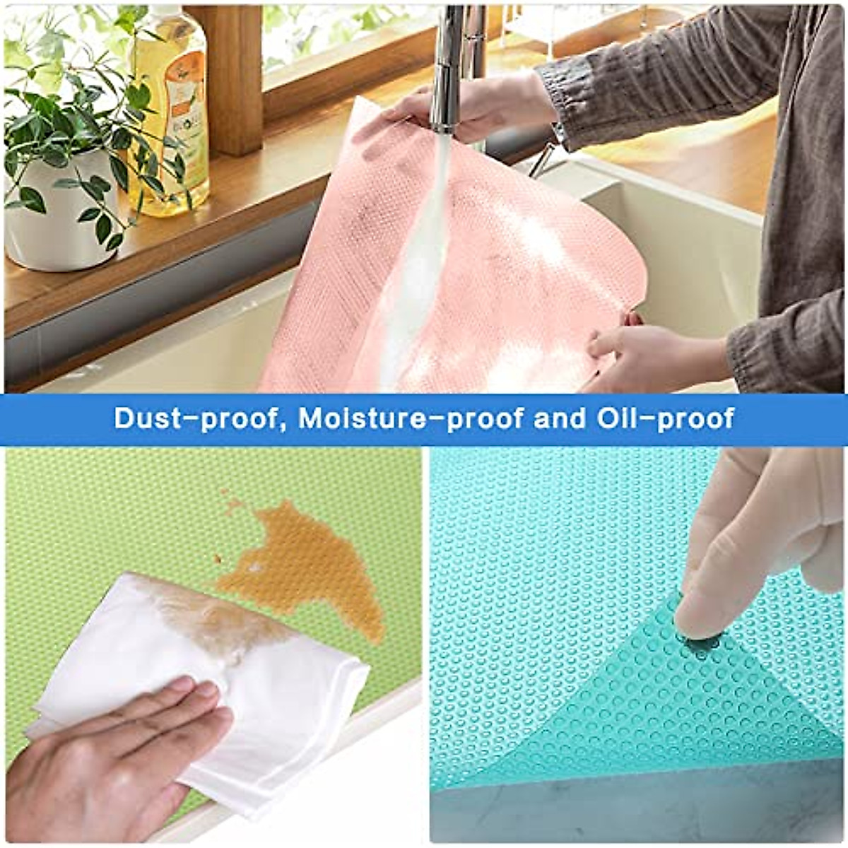 Skycase Refrigerator Mats, 6pcs Washable Silicone Refrigerator Pads Liners for Kitchen, Refrigerator, Cabinet, Table Mat, Drawer (2 Red+2 Green+ 2 Blue, 29x45cm)