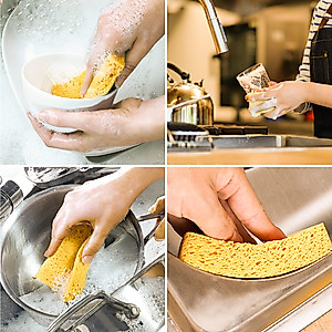 ARCLIBER Cellulose Sponges,Heavy Duty Scrub Kitchen Sponge,Clean Tough Messes Without Scratching Sponges Kitchen(6 Pack, Thick)