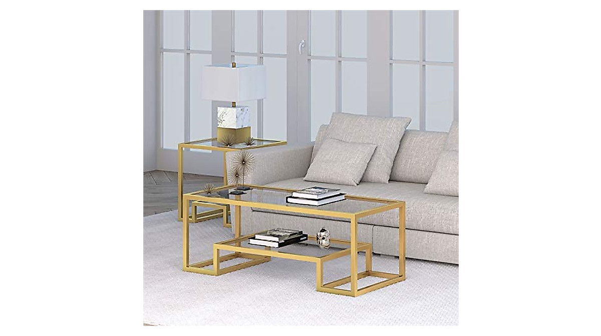 Henn Hart 45" Brass Coffee Table - Modern Living Room Centerpiece