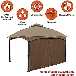 CoastShade Gazebo Replacement Curtain for 8x8 or 10x10 or 10x12 Summer Outdoor Gazebo,6.7FT Height,Only 1 Panel Sidewall,Autumn Gazebo Sidewall ，Brown