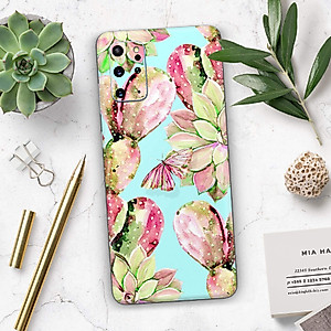 DesignSkinz Watercolor Cactus Succulent Bloom V3 Protective Vinyl Decal Wrap Skin Cover Compatible with The Samsung Galaxy S20 (Screen Trim & Back Glass Skin)