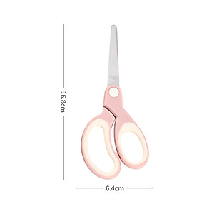 Pastel Non Stick Scissors All Purpose Office Craft Scissors Soft Grip Cutting Tool, Blunt Tip Fabric Shears Kids Scissors for Crafting, Sewing,Left & Right Handed (1 Pack, Pink)
