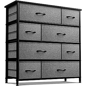 Sorbus Dresser for Bedroom with 8 Drawers - Tall Chest Storage Tower Unit, for Closet, Hallway, Nursery, Entryway Furniture Organization - Steel Frame, Wood Top Easy Pull Bins (Dark Grey)