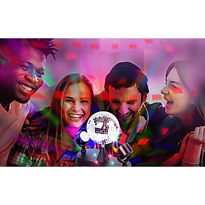 Lightahead LED Peak Due Rotating Mirror Disco Ball with 2 Adjustable LED Light Projector Lamps