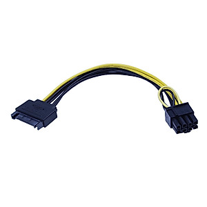 zdyCGTime 15-Pin SATA Male to 8 Pin (6+2 Pin) PCI-Express Female Video Card Power Adapter Cable(20CM/8inch)