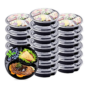 24 Food Storage Containers Meal Prep 3 Compartment Plate W/Lids Reusable 30oz 24 Meal Prep Containers 3 Compartment Plate W/Lids Reusable Food Storage 30oz BPA Free Plastic Durable Stackable
