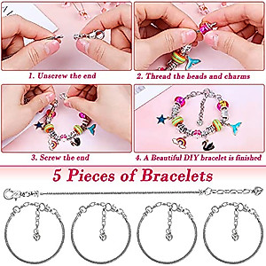 DIY Bracelet Making Kit for Girls, Thrilez 97Pcs Charm Bracelets Kit with Beads, Pendant Charms, Bracelets and Necklace String for Bracelets Craft & Necklace Making, Gift Idea for Teen Girls