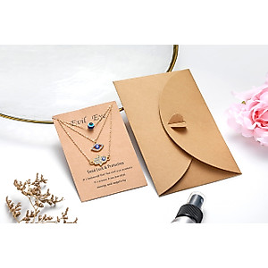 Baydurcan Gold Dainty Evil Eye Necklace and Hamsa Necklace Turkish Blue Eye Hand Pendant Necklace 3pcs Lucky Protection Jewelry Gift for Women Teenagers