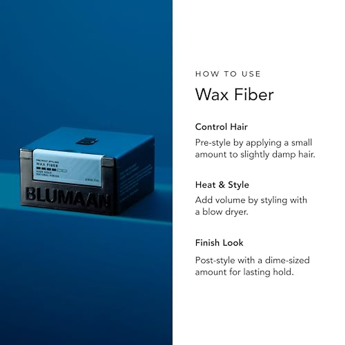 BluMaan Wax Fiber For Men - Adds Volume & Controls Hair All Day Hold - Natural Finish For All Hair Types - Original Styling Meraki