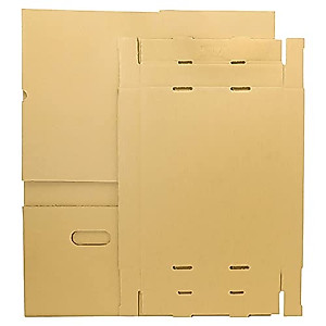 Lineco, RTA Record Storage Carton, 12x15x10 Inch, Archival Acid-Free Buffered Double Layered Panels, No Adhesive or Tools Needed (Pack of 5) Tan