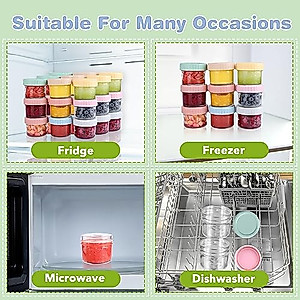 RowinsyDD 32 Pack Glass Baby Food Storage Containers, 4 oz Leakproof Baby Food Jars with Lids, Small Glass Food Containers for Infant Baby Food, Freezer & Microwave Safe, BPA Free