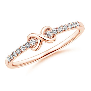 Pure Ignis Round H SI2 Lab Created Diamond Infinity Promise Ring For Her in 14k Rose Gold (Ring For Her Size 6.5) - April Birthstone