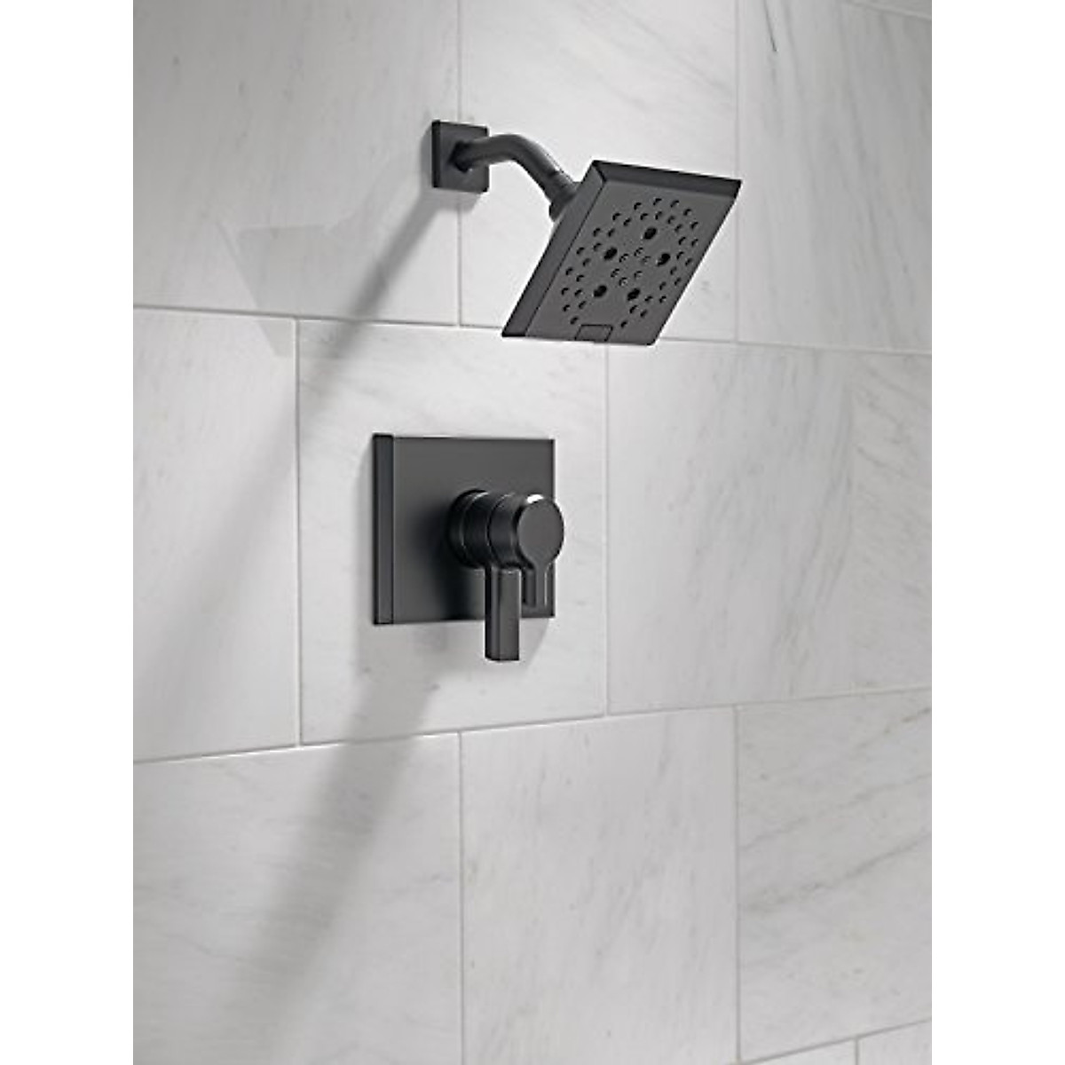 Delta Faucet Pivotal 17 Series Dual-Function Matte Black Shower Faucet, Shower Trim Kit, 5-Spray H2Okinetic Shower Head, Matte Black T17299-BL (Valve Not Included)