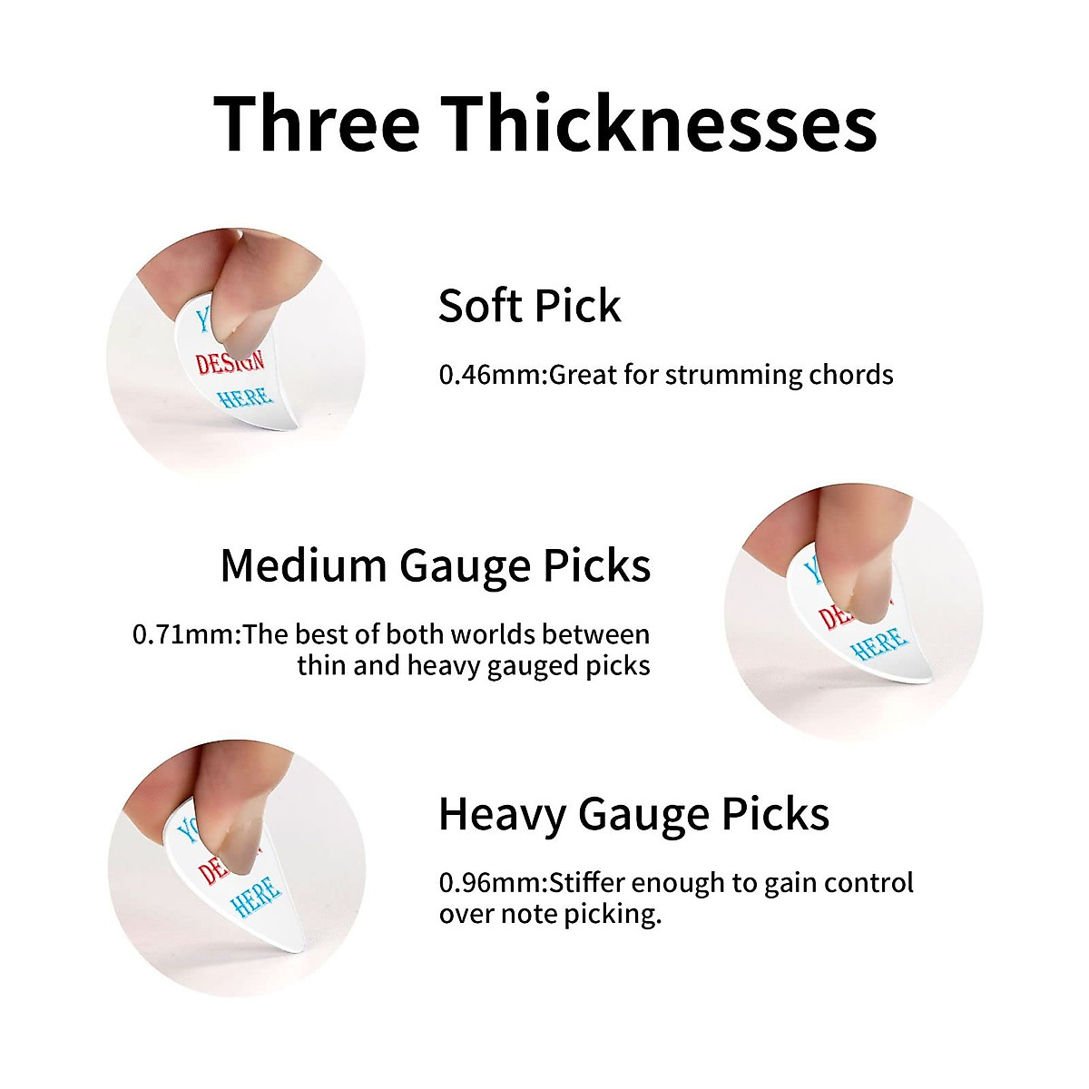 Custom 12 Pcs Guitar Pick, Personalized Add Your Image Text Light Medium Thin Unique Guitar Pick For Bass, Electric & Acoustic Guitars