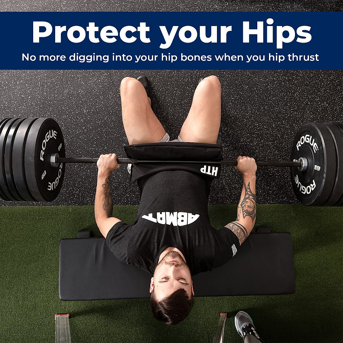 ABMAT Hip Thrust Pad Booty Glute Bridge Butt Workout, protective extra thick pad for barbell weightlifting