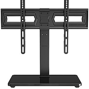 MOUNT PRO Swivel Universal TV Stand/Base - Table top TV Stands for 37 to 70 Inch LCD LED TVs - 9 Levels Height Adjustable TV Mount Stand with Tempered Glass Base, Holds up to 88lbs, Max VESA 600x400mm