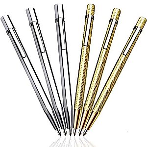 AVIDE Tungsten Carbide Tip Scriber, Metal Etching Pen Carve Engraver Scribe Tools for Stainless Steel, Ceramics, Glass, Metal Sheet and Gold/Welding(6 Pack)
