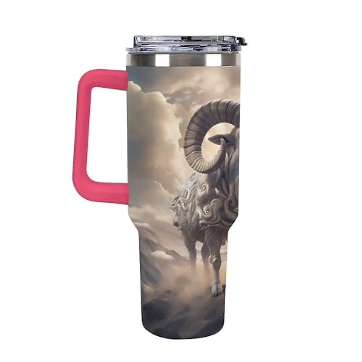 Aries 40 Oz Car Cup Stainless Steel Travel Mug Leak-Proof Insulated Tumbler with Handle Light Rose Red-style