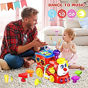Baby Toys 12-18 Months Musical Train Kids Toys for 1 2 3 4+ Year Old Boys Girls Gifts,Early Education Learning Toy with Fruit Block/Music/Light/ for 6 to 12 Months Toddler Christmas Birthday Gifts
