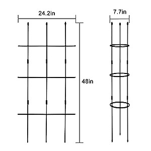 MIXXIDEA 2 Packs Garden Trellis for Climbing Plants Outdoor and Indoor - 48-Inch Garden Obelisk Trellis Adjustable Metal Trellis for Tomato Plant Support