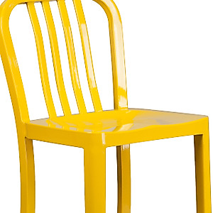 Flash Furniture Gael Commercial Grade 2 Pack 30" High Yellow Metal Indoor-Outdoor Barstool with Vertical Slat Back